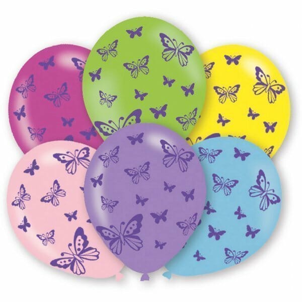 Butterfly Assorted Latex Balloons 6pk - 11'' - "Once Upon A Time ...