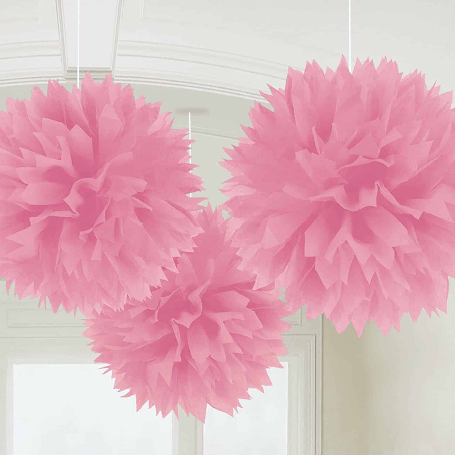 Light Pink Paper Fluffy Decorations 40.6cm - 3pk - "Once Upon A Time ...