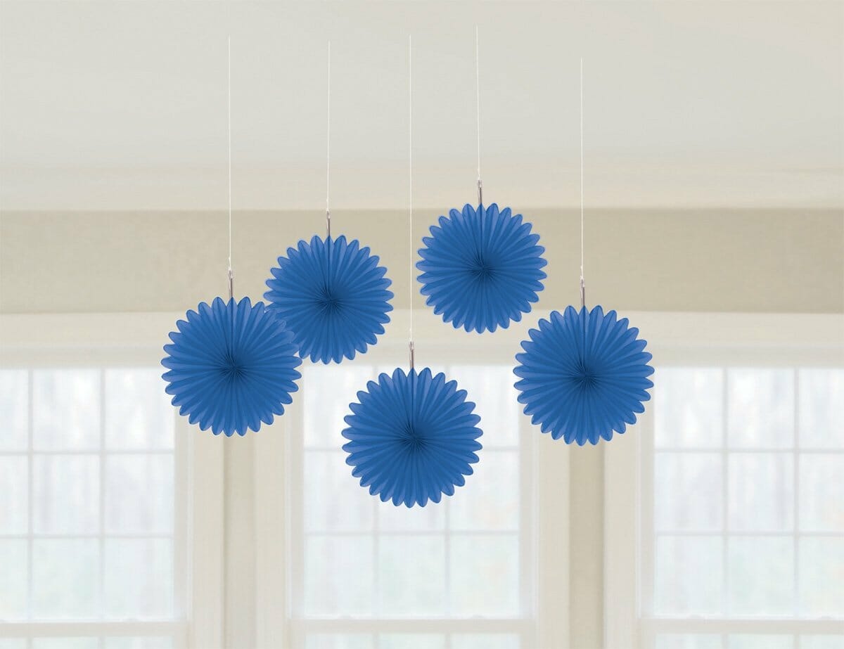 Royal Blue Paper Mini Fan Decorations 15.2cm - 5pk - "Once Upon A Time ...