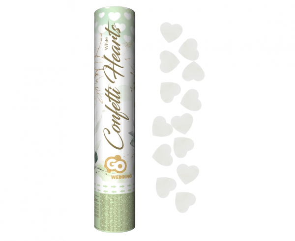 Confetti Cannon / Popper White Hearts - 30cm - "Once Upon A Time ...