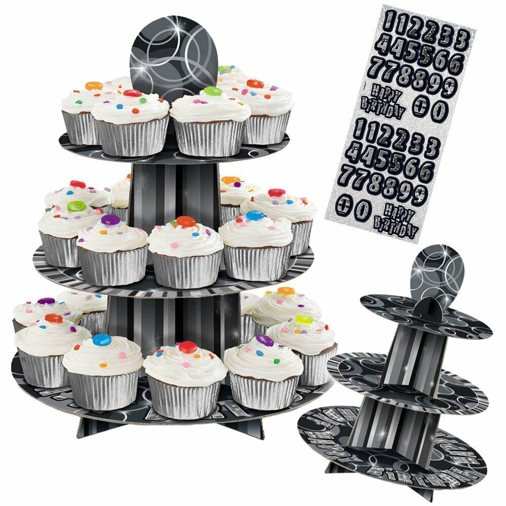 Cupcake Tree Stand Prismatic Silver / Black & White 29.8cm x 35.8cm ...