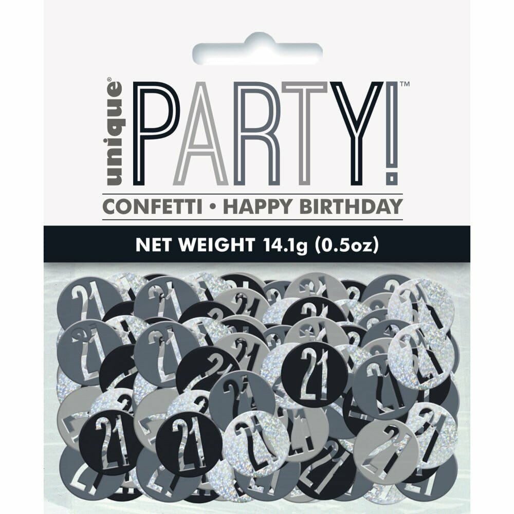 Birthday Black Glitz Number 21 Confetti - .5oz - "Once Upon A Time ...