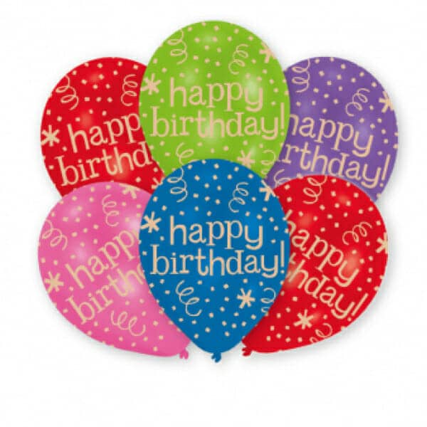 Happy Birthday Global 11" (27.5cm) Latex Balloons - 6pk