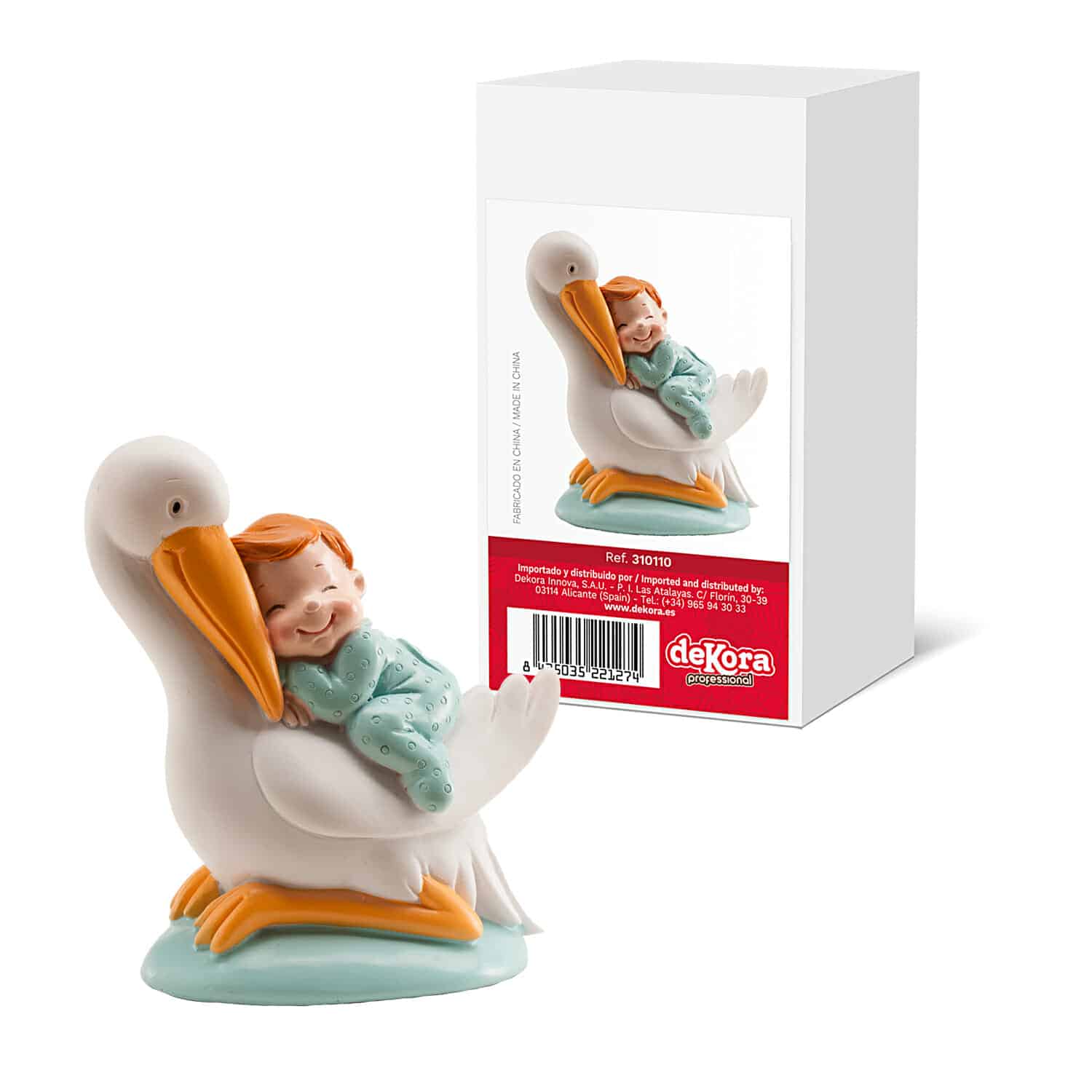 Stork Sleeping Baby Blue - 10cm | Once Upon A Time - Party Shop Malta