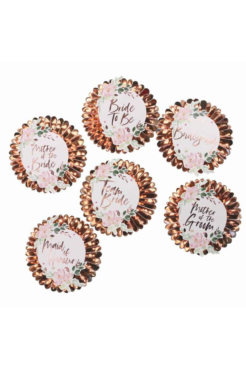 Floral Team Bride Badges | Once Upon A Time - Party Shop Malta