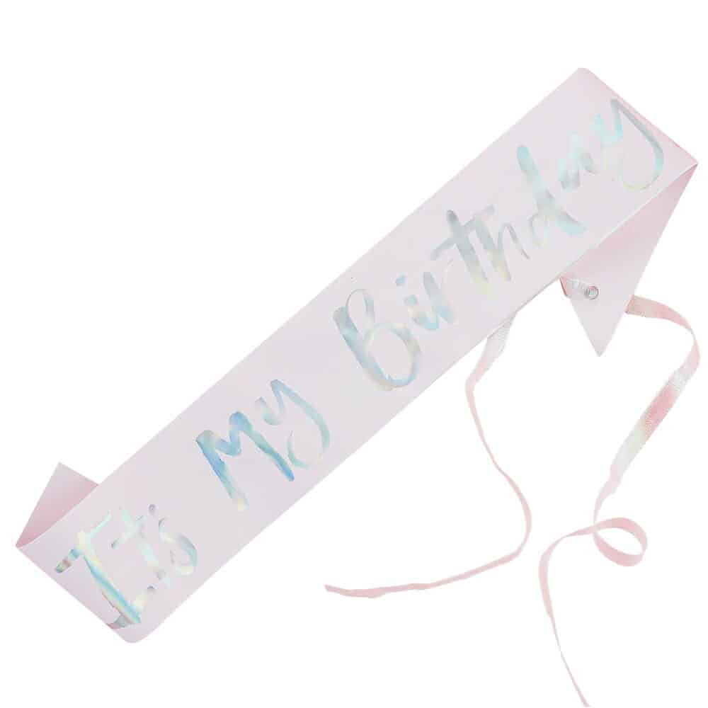 Pastel Pink Its My Birthday Sash | Once Upon A Time - Party Shop Malta