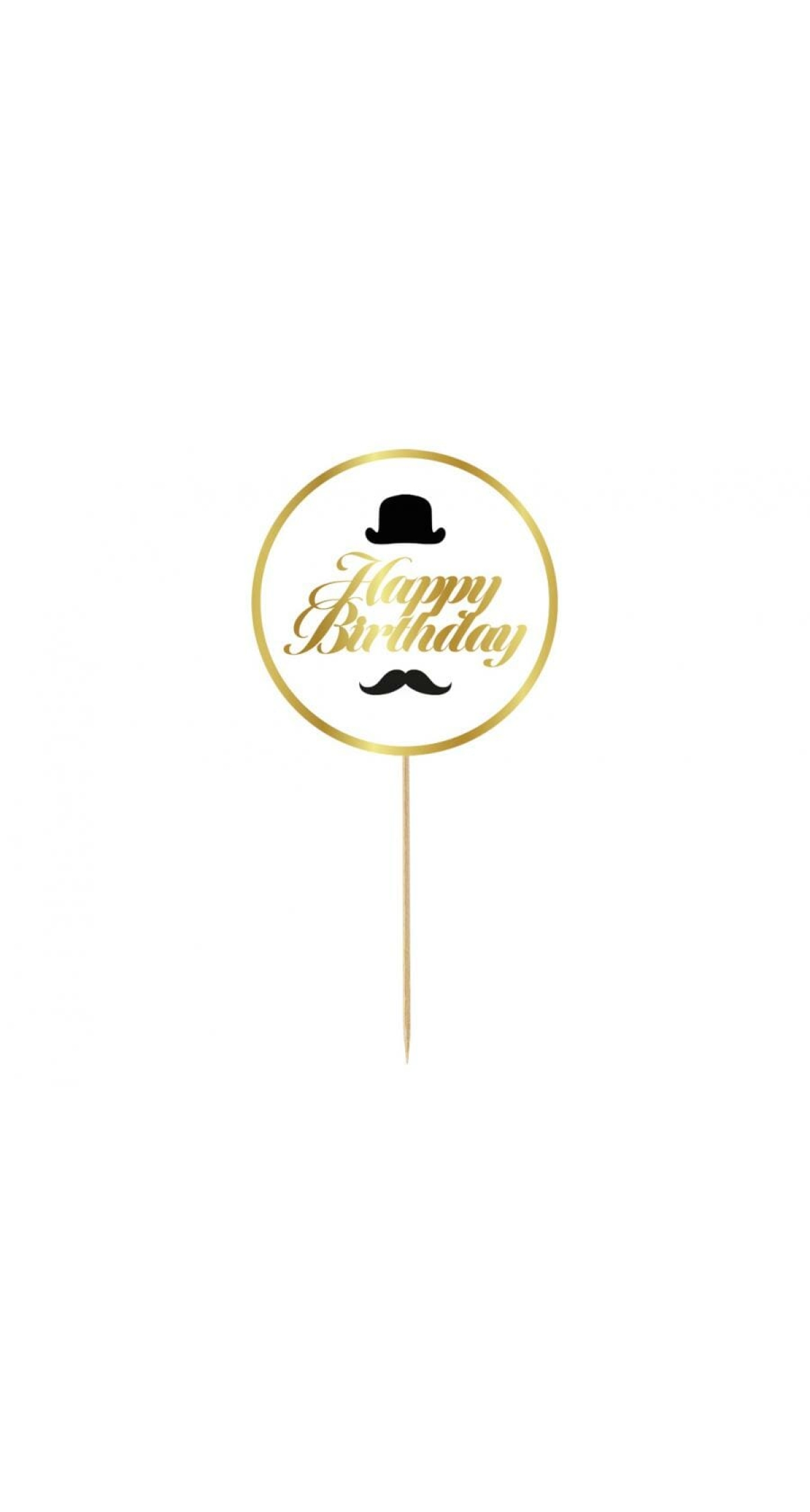 Cake Topper Happy Birthday Hat & Mustache - 10cm | Once Upon A Time ...